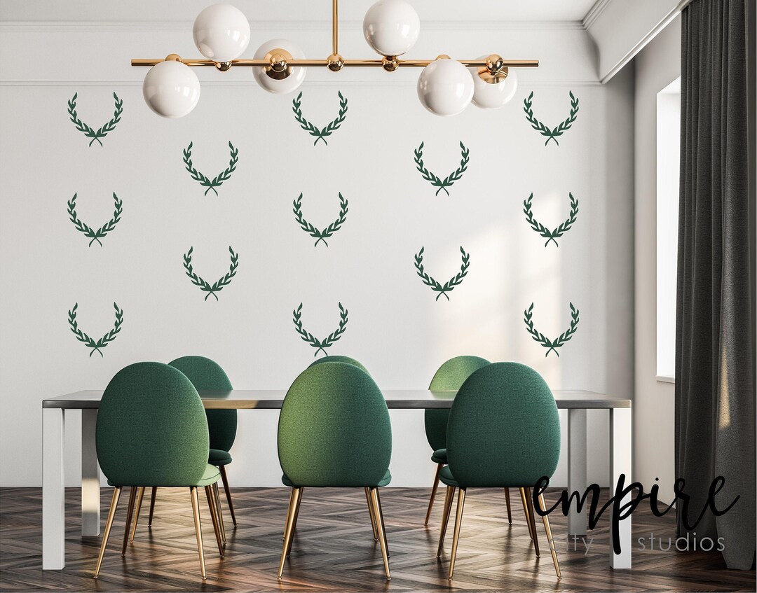 Laurel Wreath Decals- Crest Vinyl Decals-floral Crest Wallpaper Pattern ...