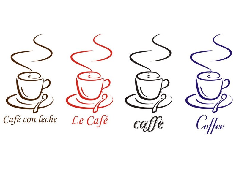 Coffee Cup Wall Decal Cafe Caffe Le Cafe Vinyl Wall Art | Etsy