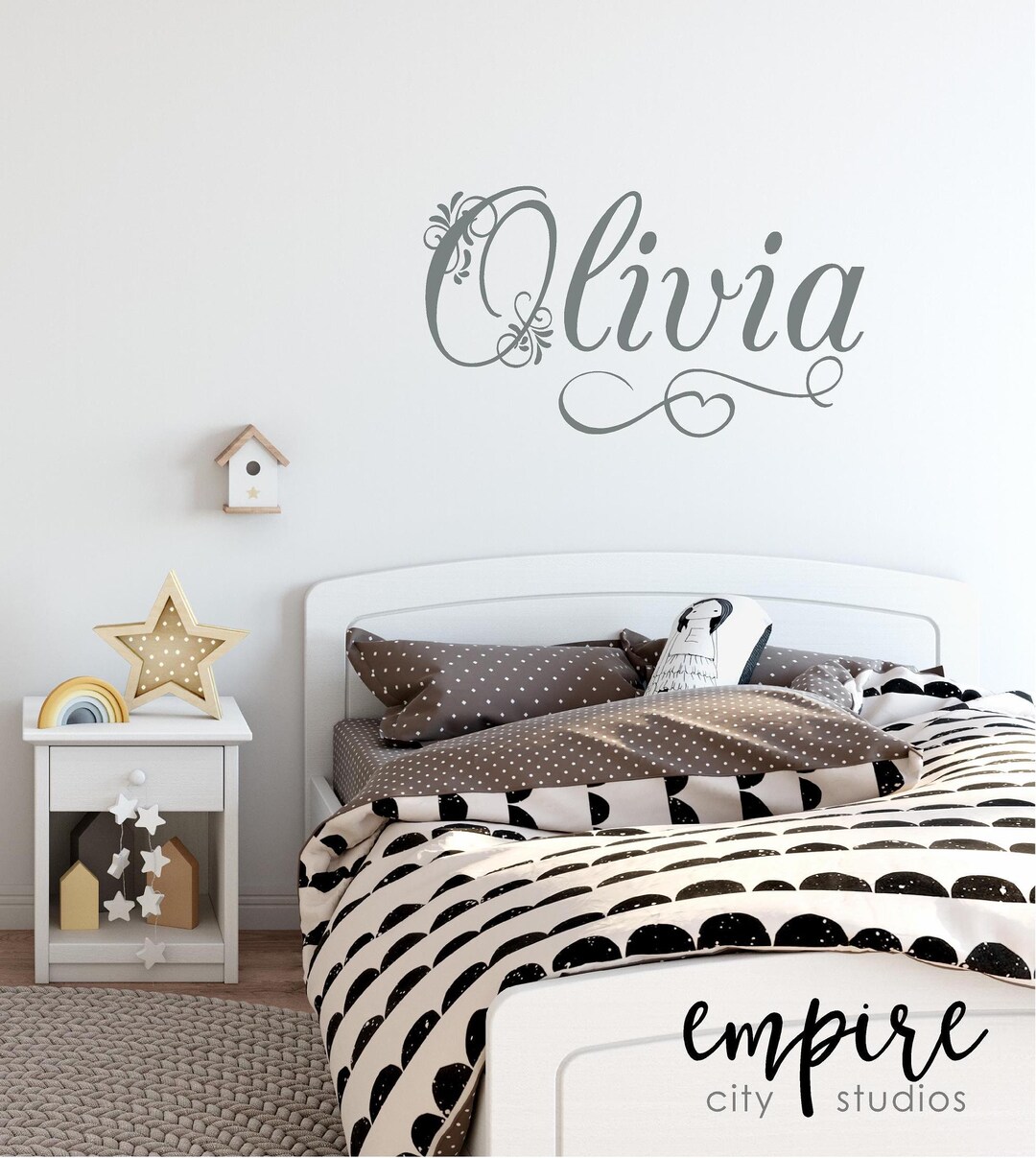 Name With Flourish and Swirl Heart Decal-custom Name Decal-personalized ...