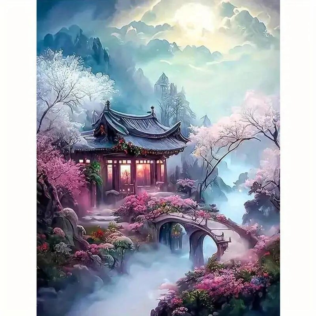 Asian Pavilion Paint by Numbers Kit, Ancient Style 16x20 Canvas - Etsy