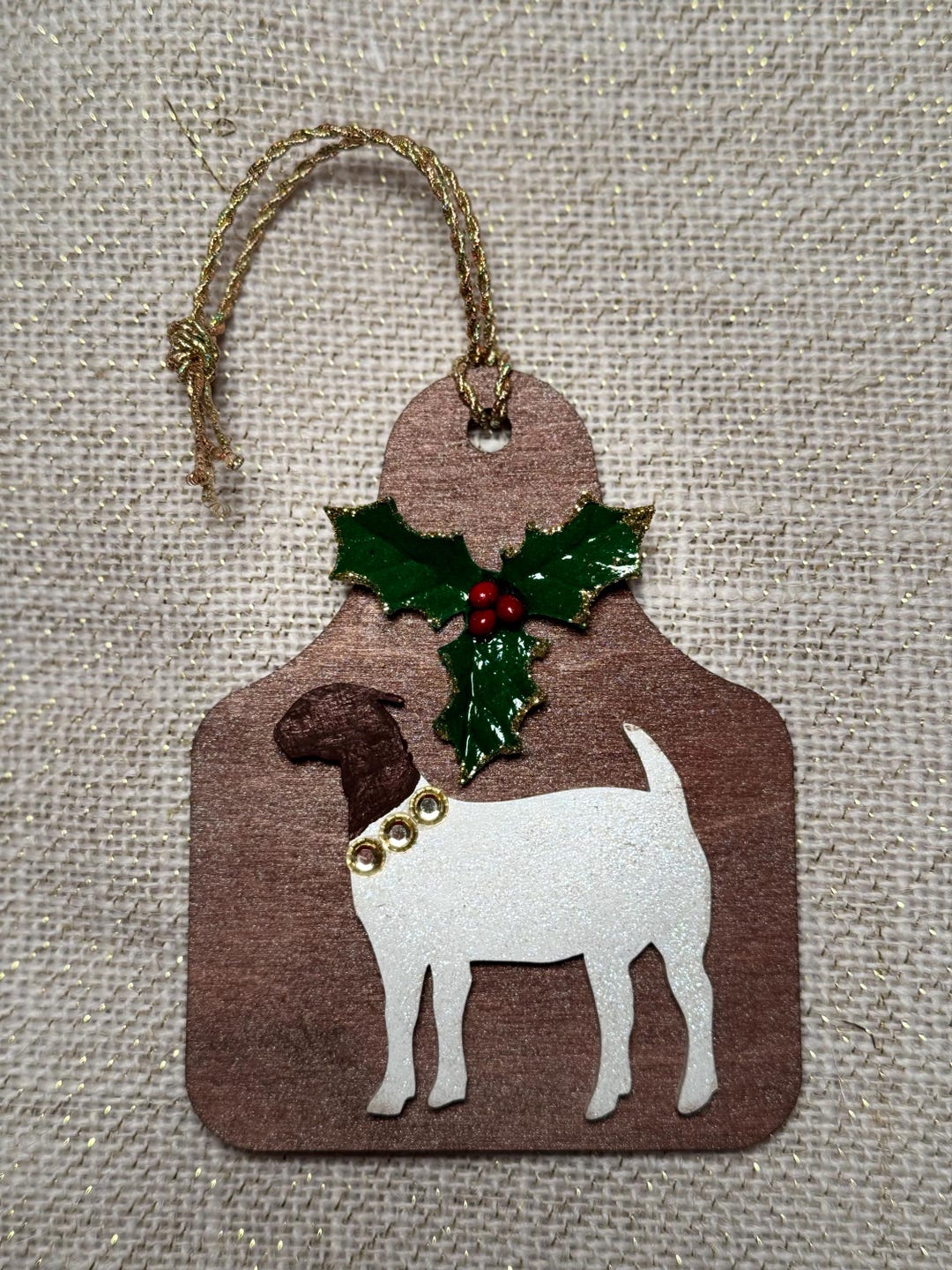 Ear Tag Boer Goat Christmas Ornament - Holly - Etsy