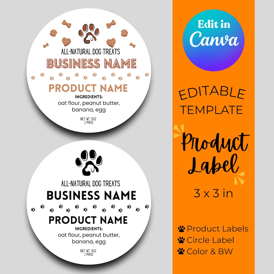 Dog Treat Packaging Label | Editable Canva Template | Pet Business ...