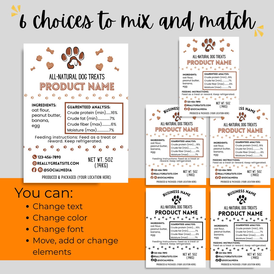 Dog Treat Packaging Label | Editable Canva Template | Pet Business ...
