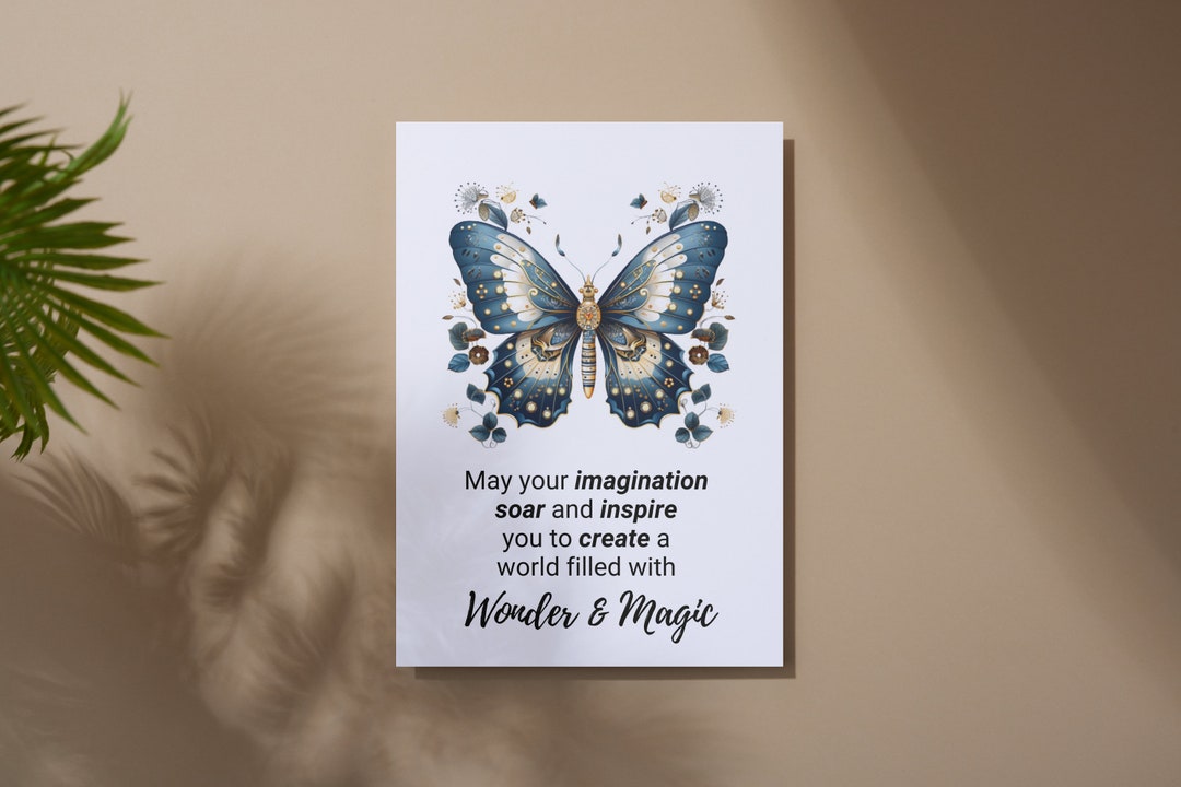 Butterfly Imagination Digital Print Wonder Magic Greeting Card 5x7 5.5 ...