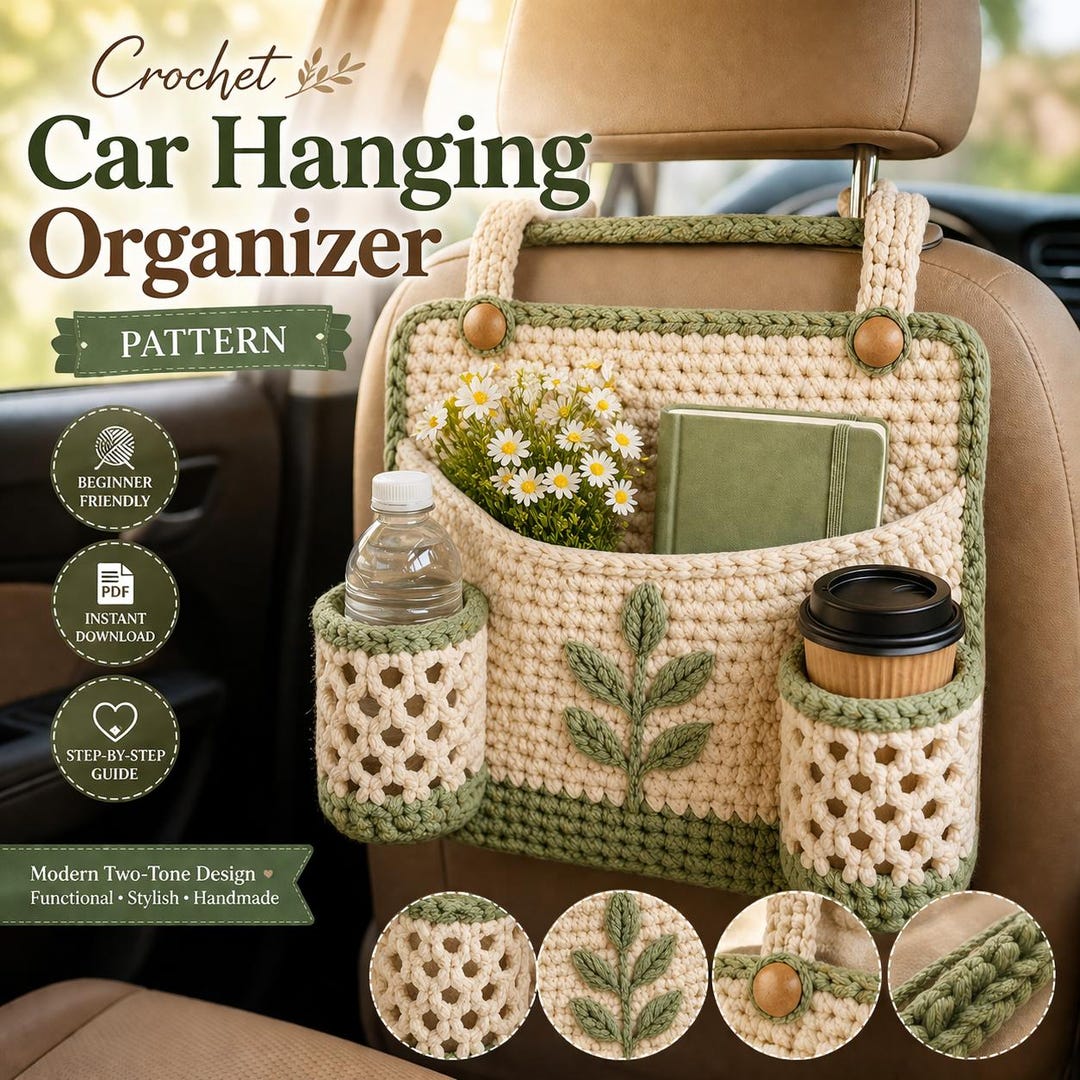 Crochet Car Organizer Pattern PDF, Hanging Car Basket Pattern, Car Seat ...