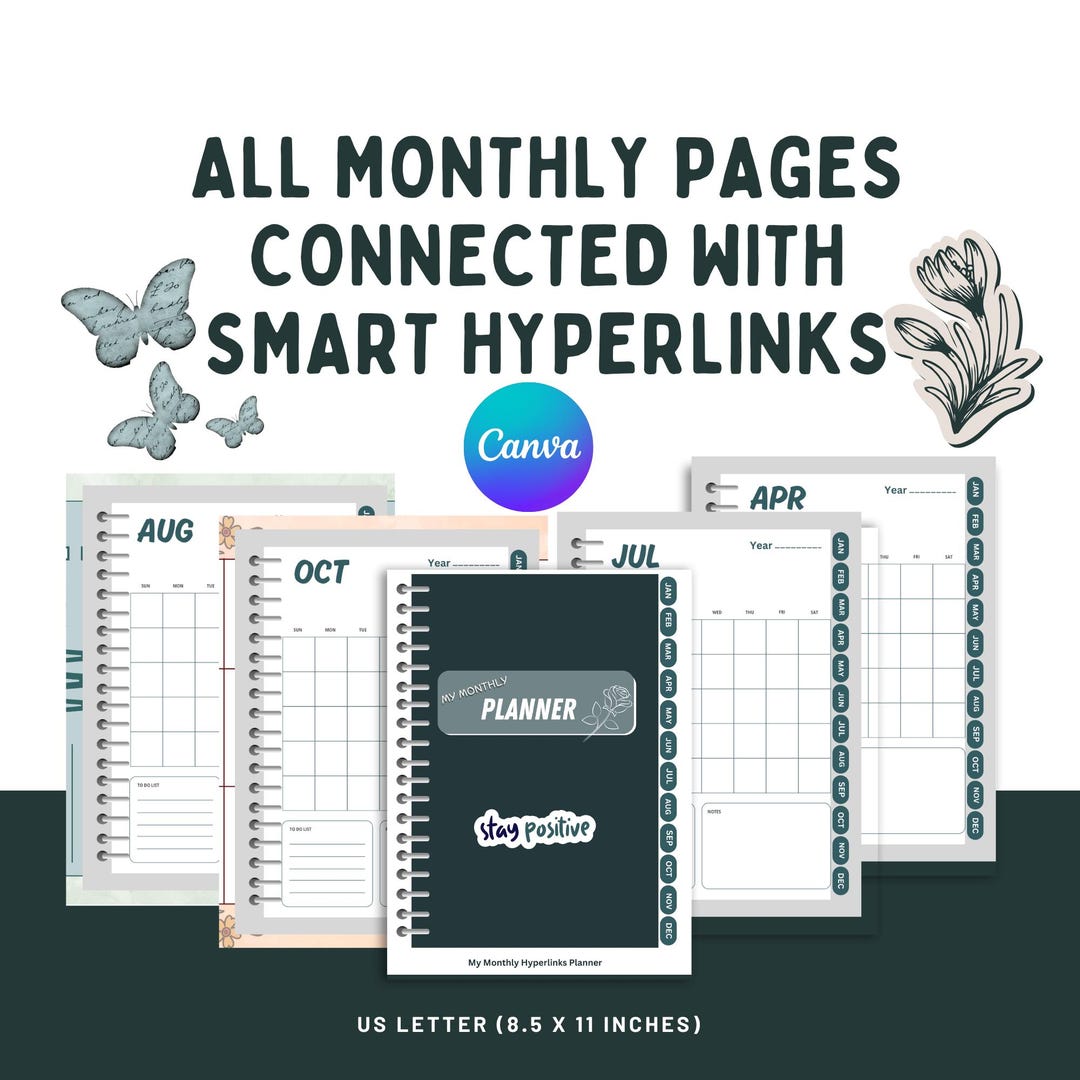 Monthly Hyperlinks Digital Planner Printable With Linked Tabs to Do ...