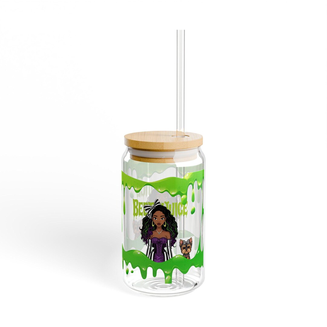Beetlejuice Sipper Glass, 16oz Cartoon Tumbler With Lid & Straw - Etsy