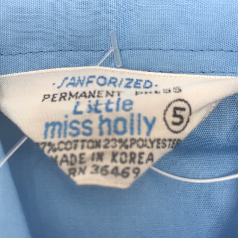 New Vintage 60s 70s Little Miss Holly Sanforized Blue Blouse - Etsy