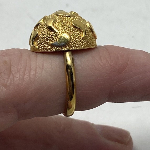 Vintage Monet Gold Tone Mushroom Dome Ring Textured P… - Gem
