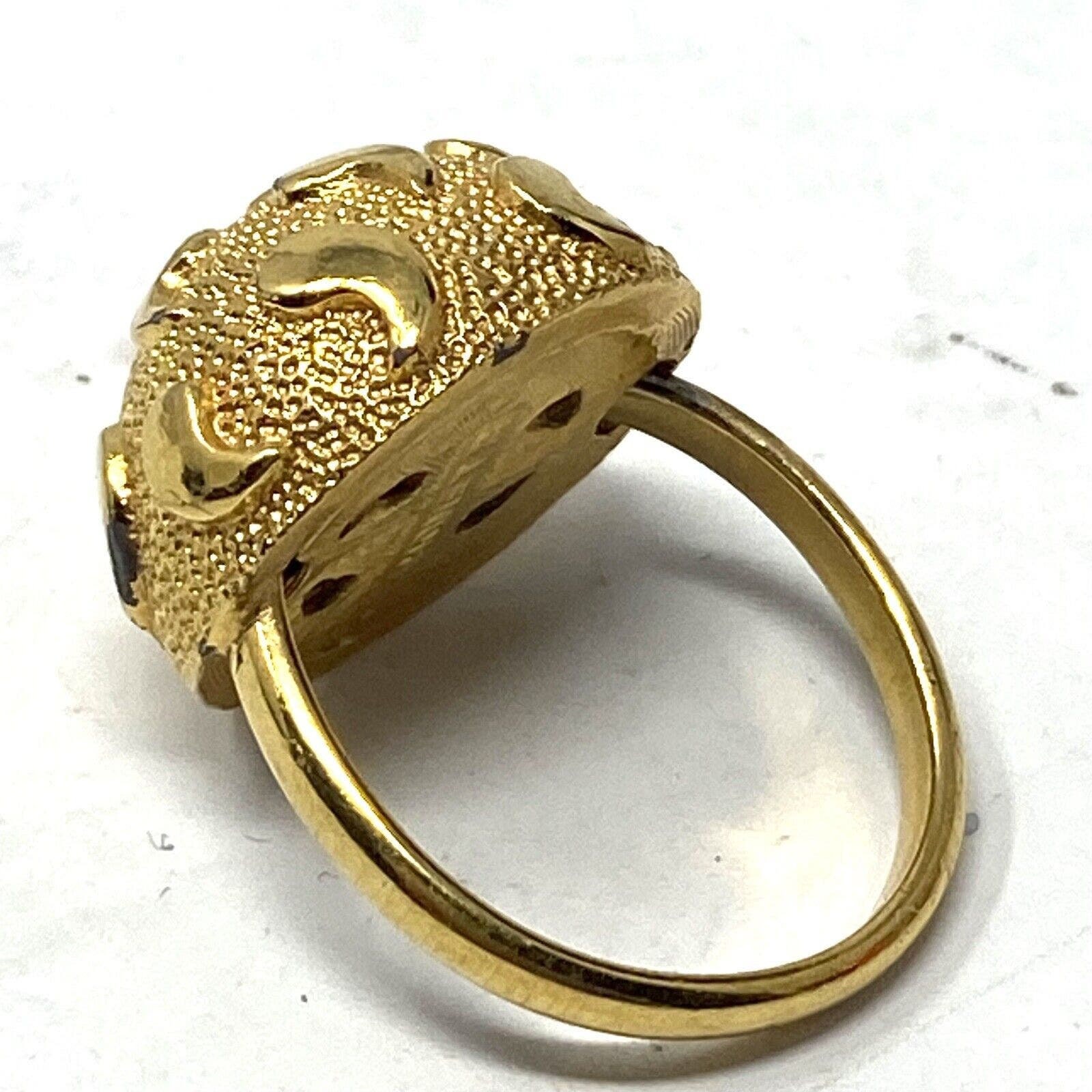 Vintage Monet Gold Tone Mushroom Dome Ring Textured Paisleys MCM Size 6 ...