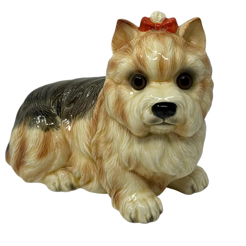 Vintage Norcrest Ceramic Yorkie Yorkshire Terrier Dog Figure 7” Made in ...