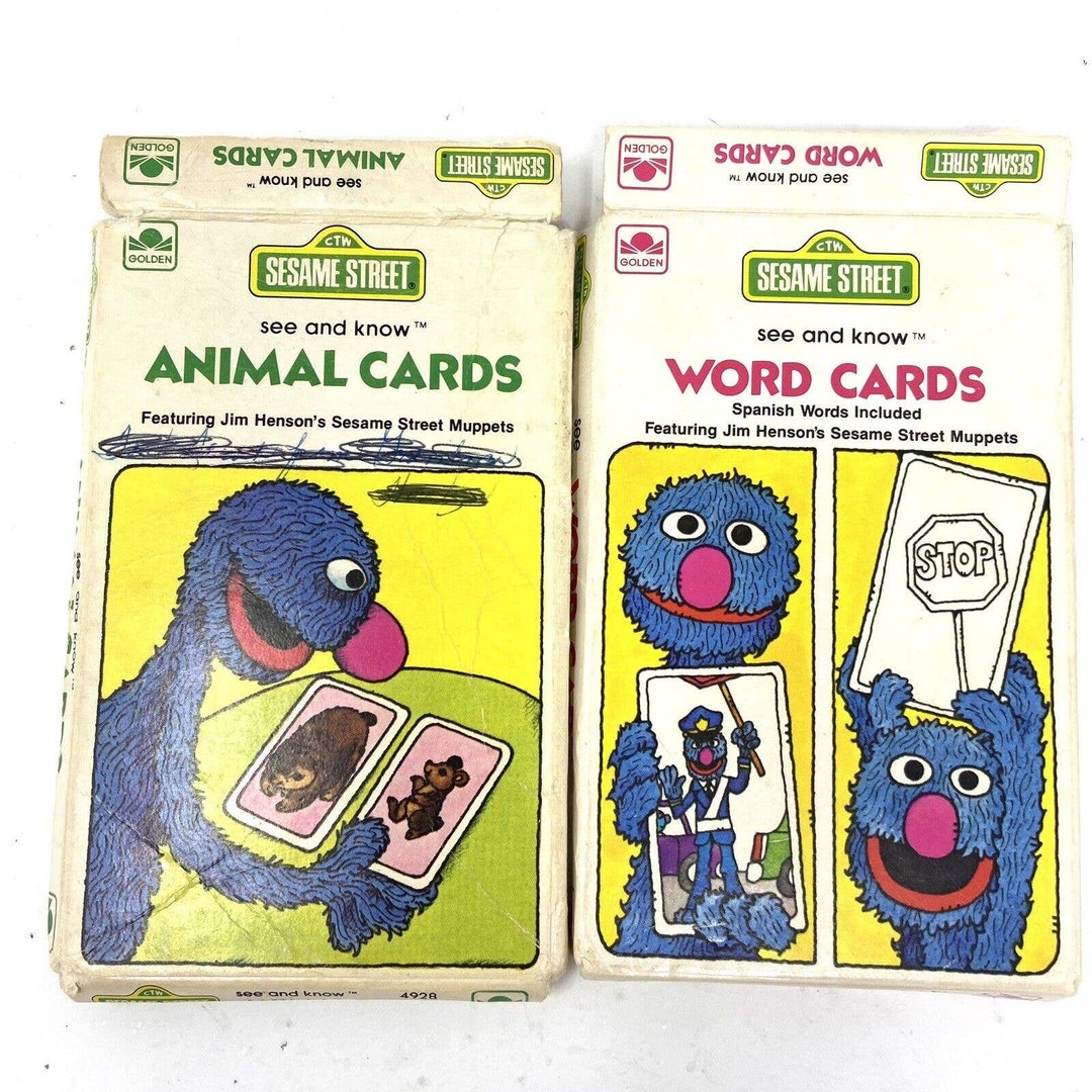 Vintage 1970s Sesame Street Educational Flash Cards Lot of 2 Word Cards ...