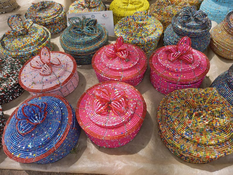 Handmade Maasai Beaded Jewelry Box, Wholesale Decorative Coin Box - Etsy