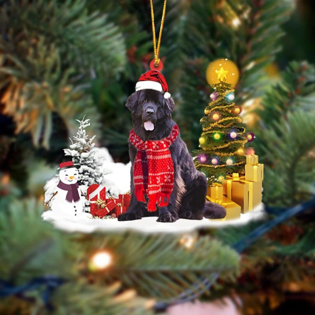 Newfoundland Dog Christmas Ornament – Acrylic Holiday Tree Decoration ...