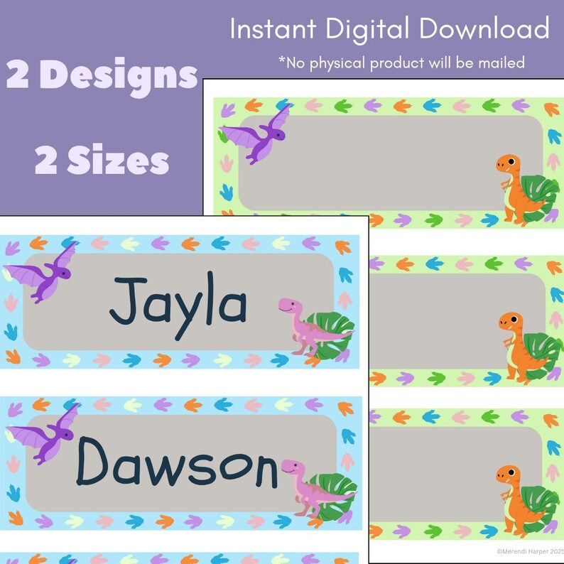 Editable Dinosaur Name Tags: Classroom Labels (PDF and PNG Files) - Etsy