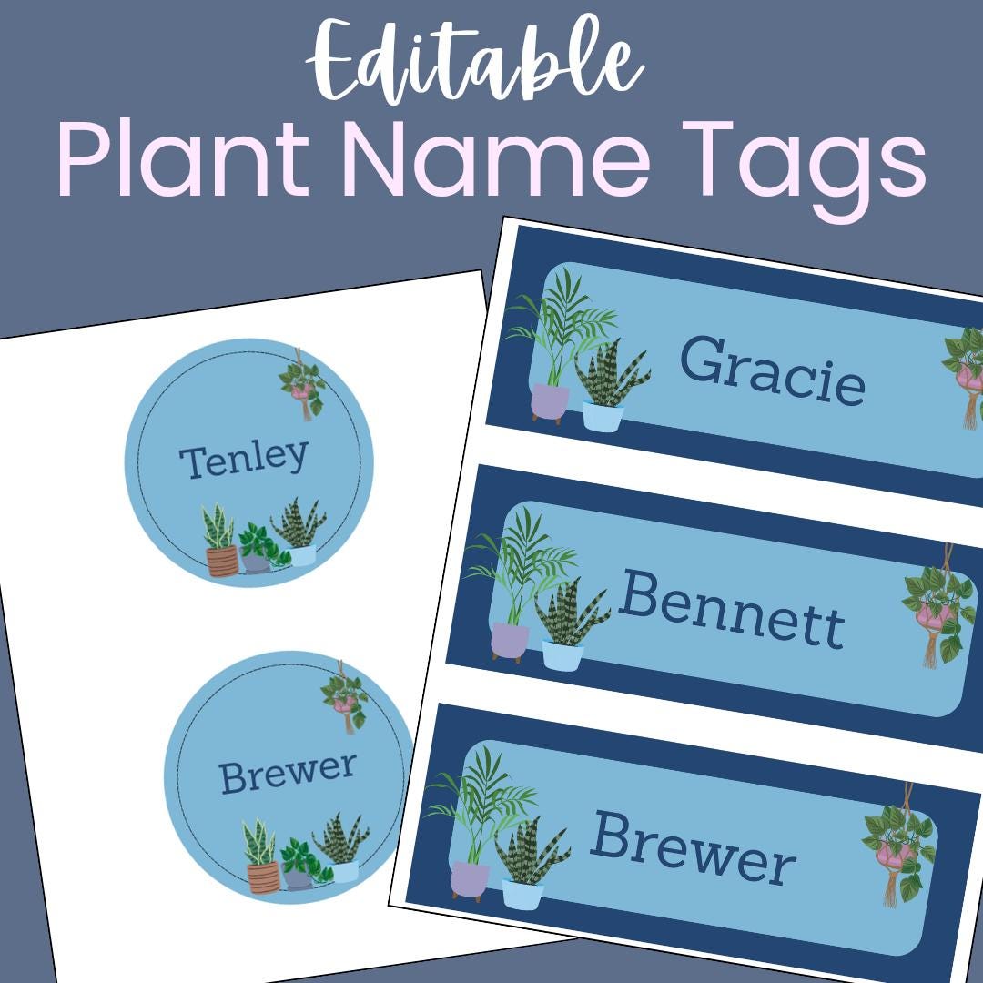 Editable Plant Name Tags: Classroom Labels (PDF & PNG Files) - Etsy Canada
