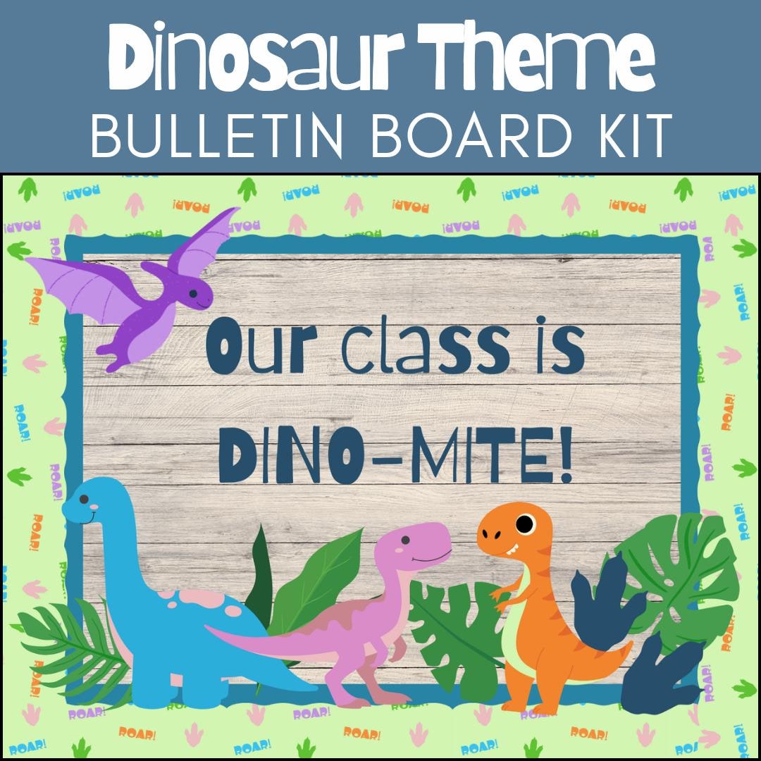 Dinosaur Bulletin Board Kit: Classroom Decor & Work Coming Soon Posters ...