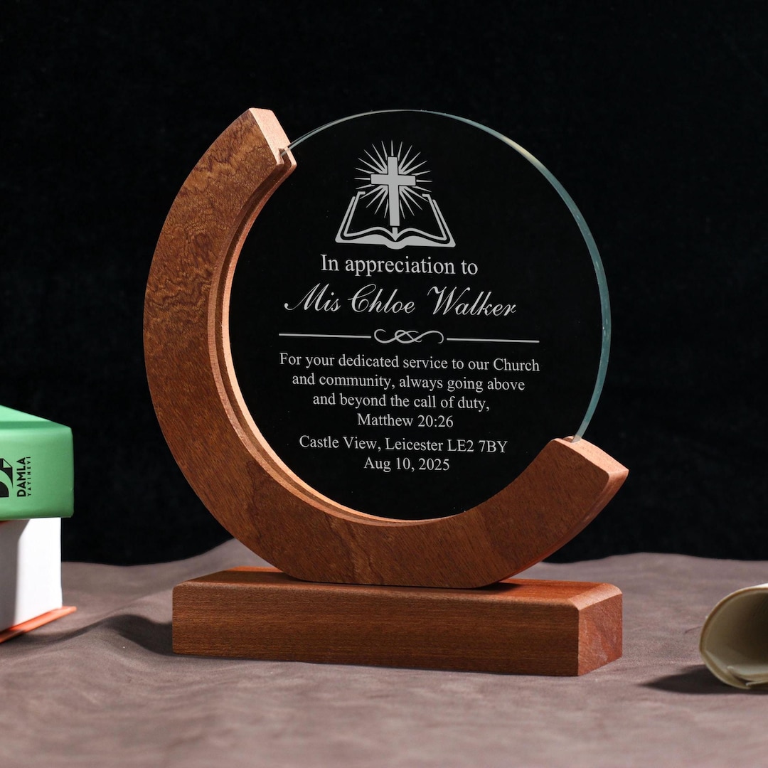 Christian Crystal Trophy, Personalized Religious Award, Custom Engraved ...