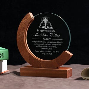Christian Crystal Trophy, Personalized Religious Award, Custom Engraved ...