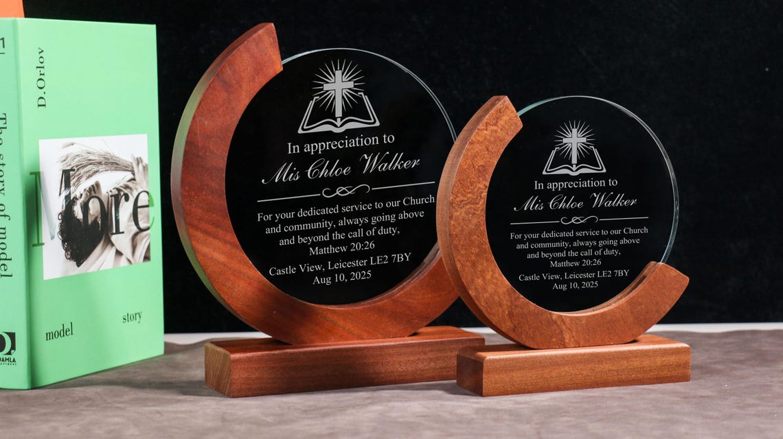 Christian Crystal Trophy, Personalized Religious Award, Custom Engraved ...