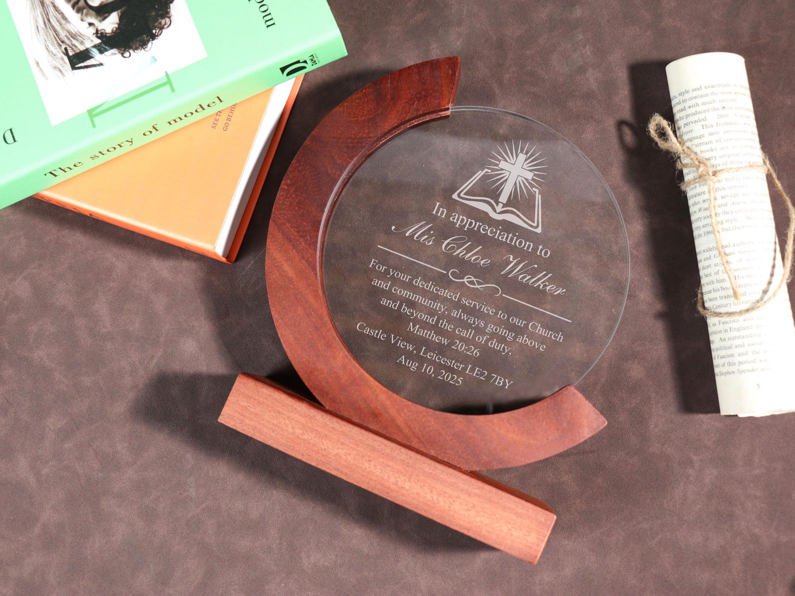 Christian Crystal Trophy, Personalized Religious Award, Custom Engraved ...