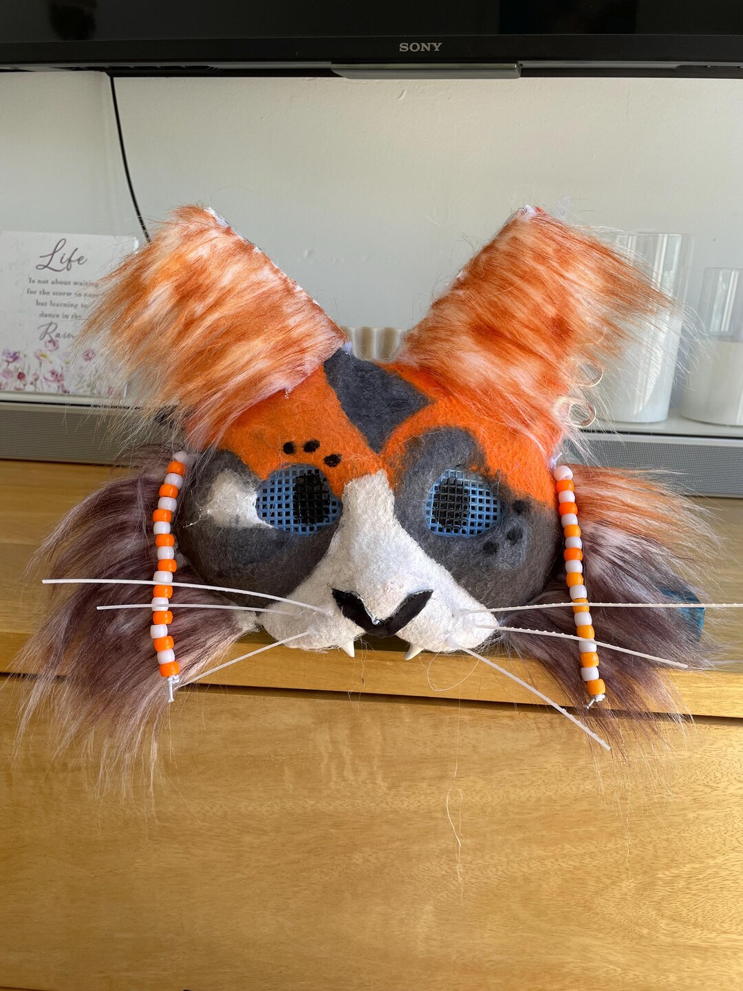 Calico Cat Mask: Furry Lined Cosplay Mask With Whiskers - Etsy
