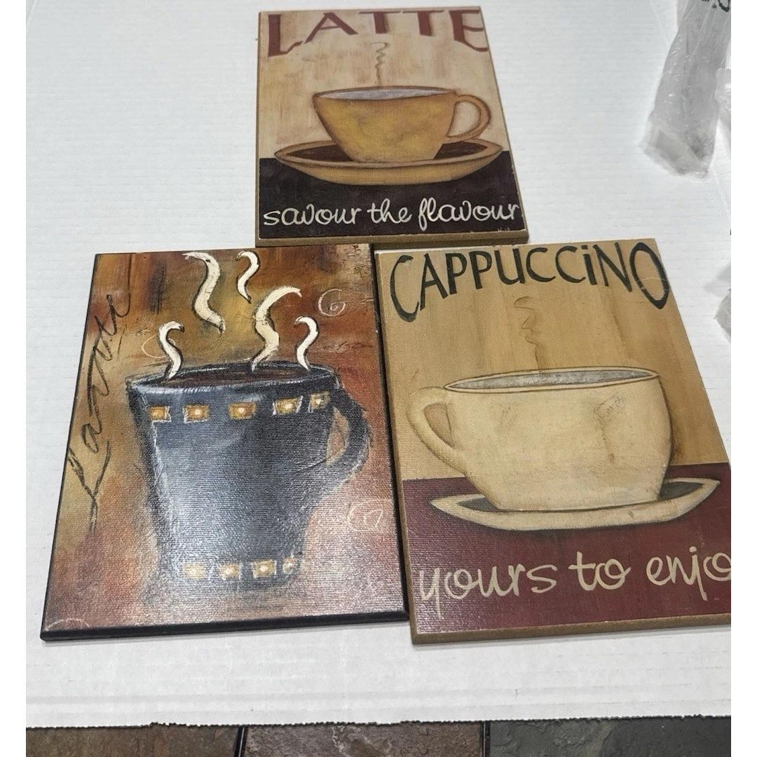 2 Latte & Cappuccino Signs - Wall Art Signs Farm Kitchen Cafe Signs ...