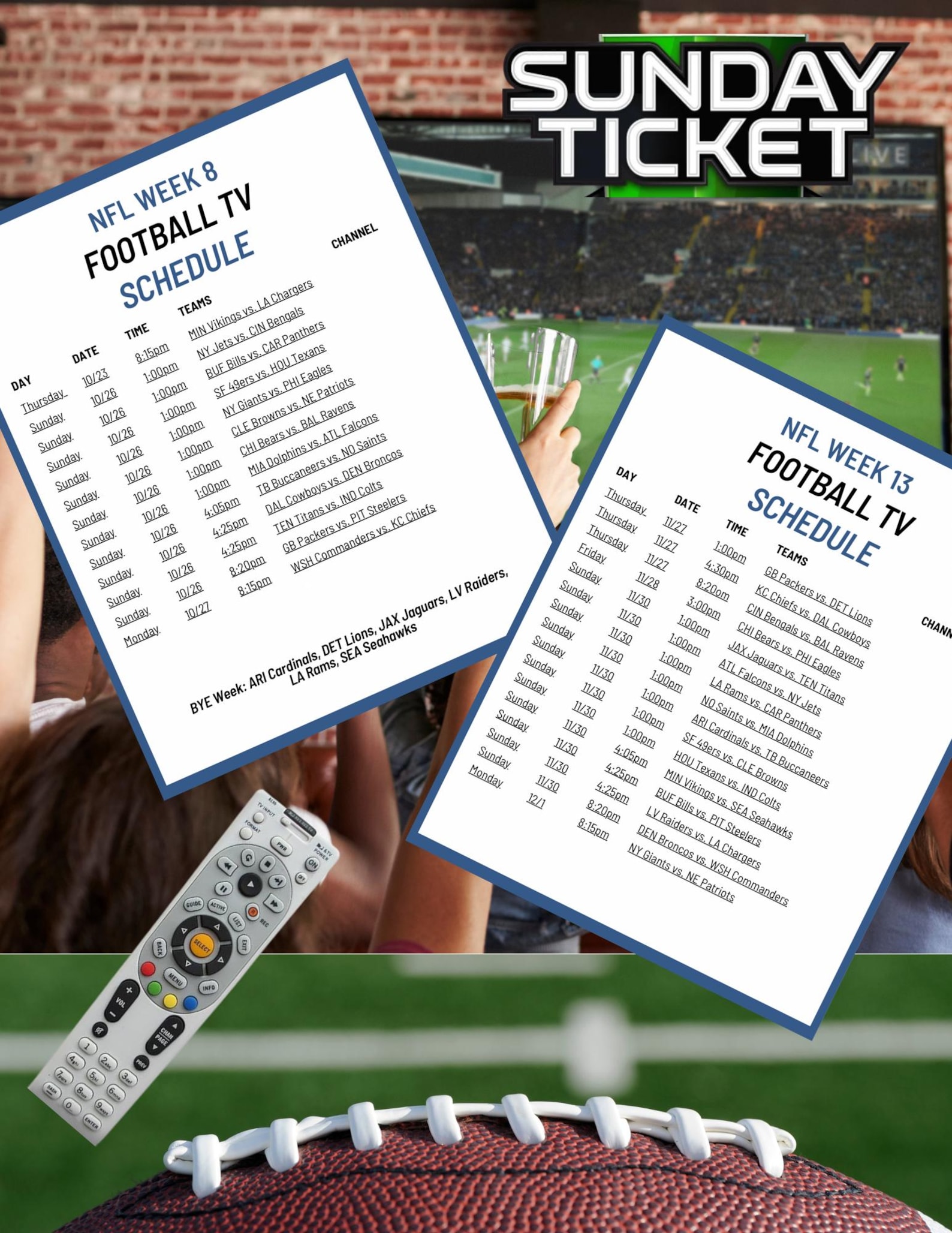 NFL Regular Season Schedule - Etsy