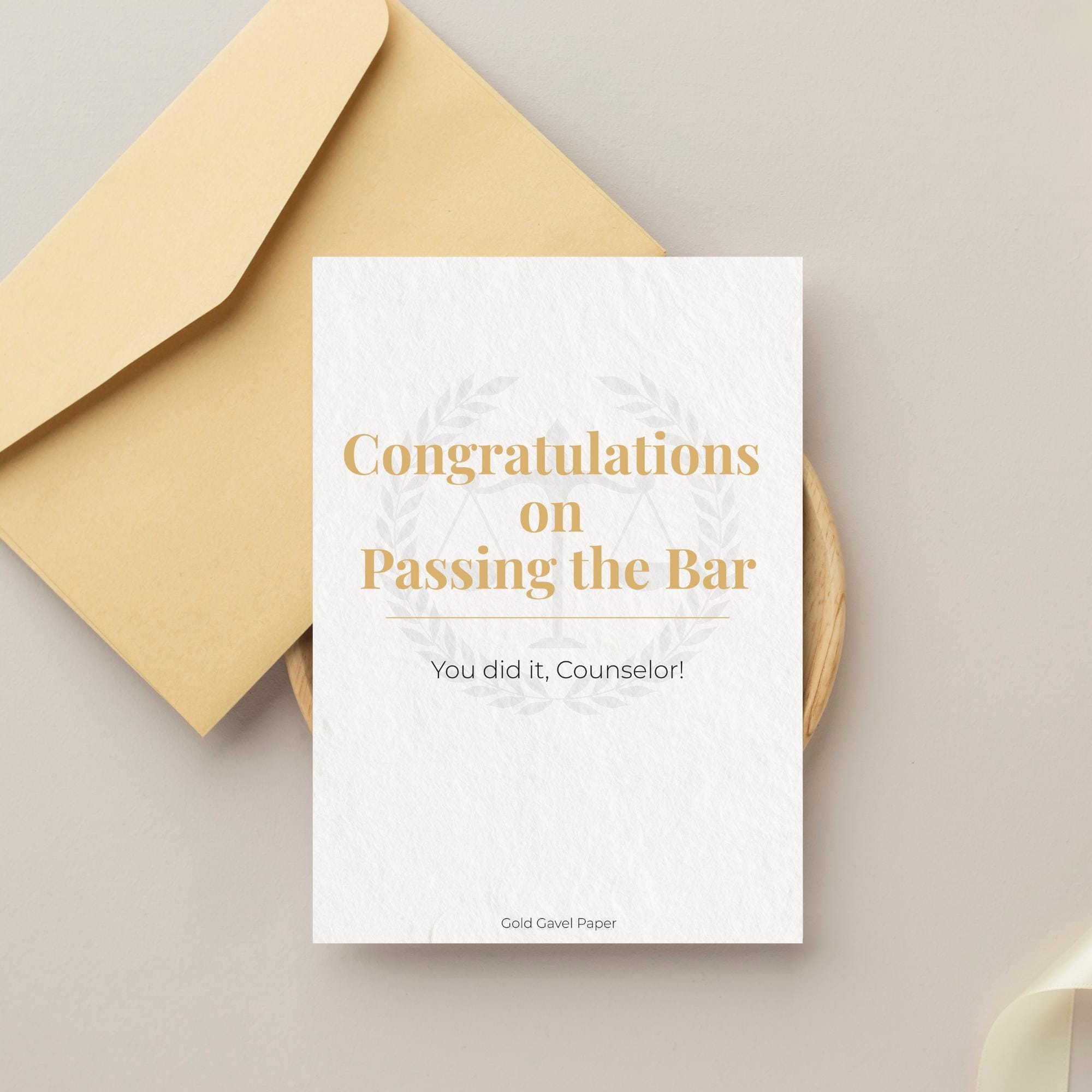 Passed the Bar Card Printable | Lawyer Congratulations on Passing the ...