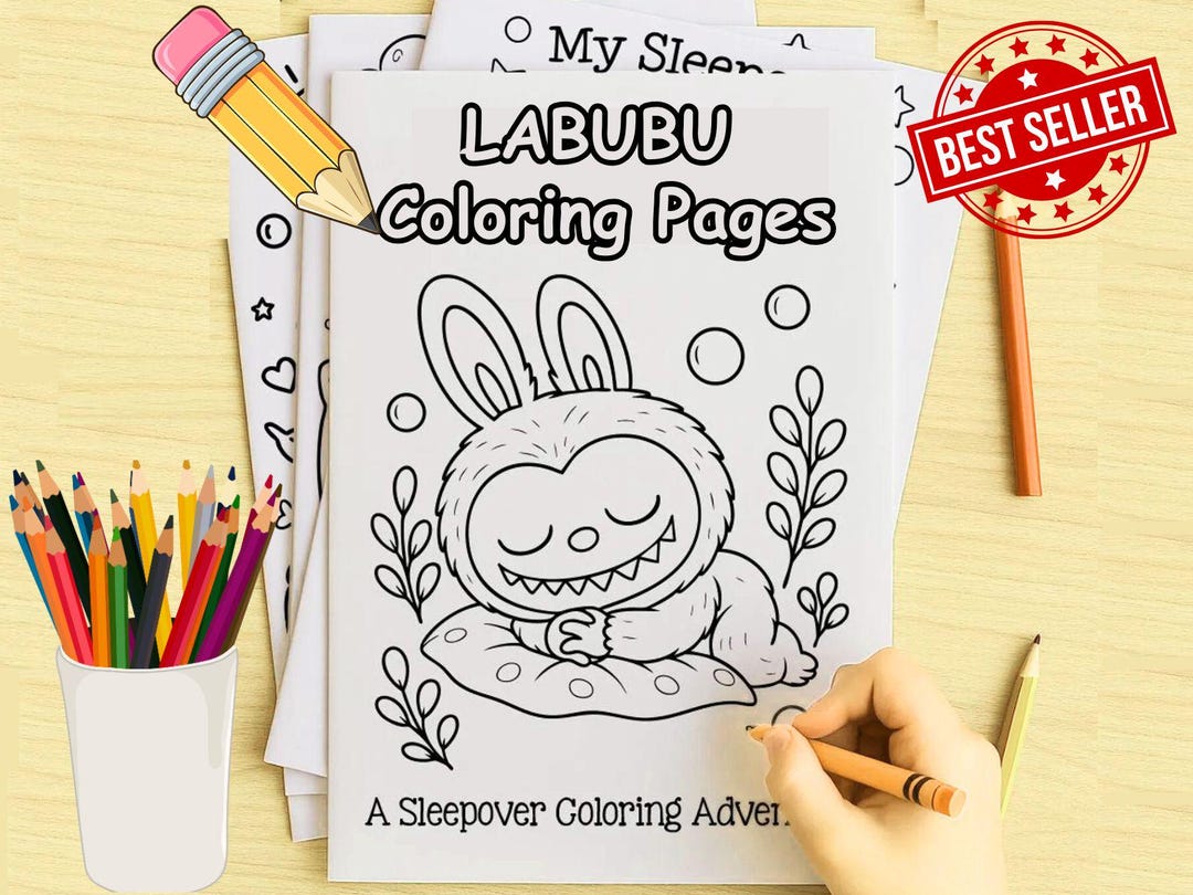 Labubu Sleepover Coloring Pages | Kawaii Rabbit Monsters (PDF) - Etsy