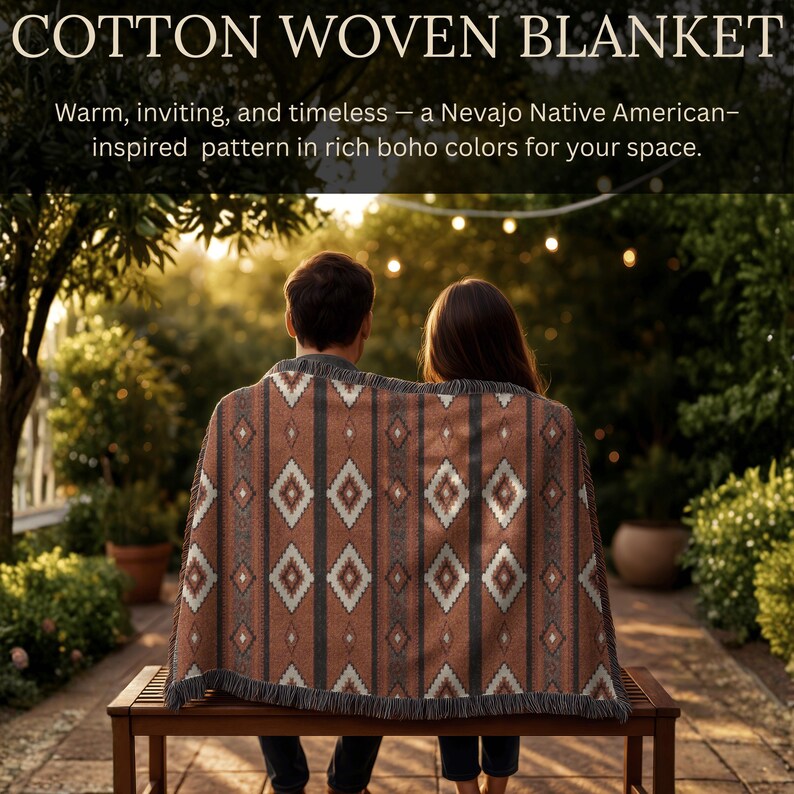 South Western Woven Native American Cotton Throw Blanket Bedroom Boho ...