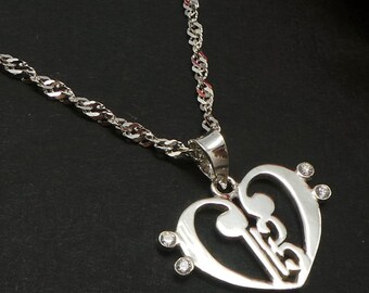 Personalized Name Music Note Necklace Music Heart Necklace | Etsy