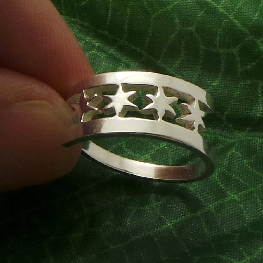 Chicago Flag Silver Ring Chicago State Star Ring Chicago - Etsy