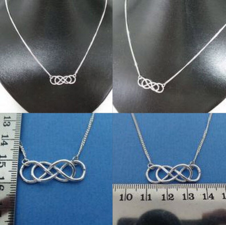Silver Double Infinity Necklace Statement Necklace Infinity | Etsy