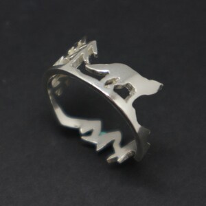 Silver Mountain Pine Tree Wolf Ring - Wolf Jewelry, Traveler Gift ...