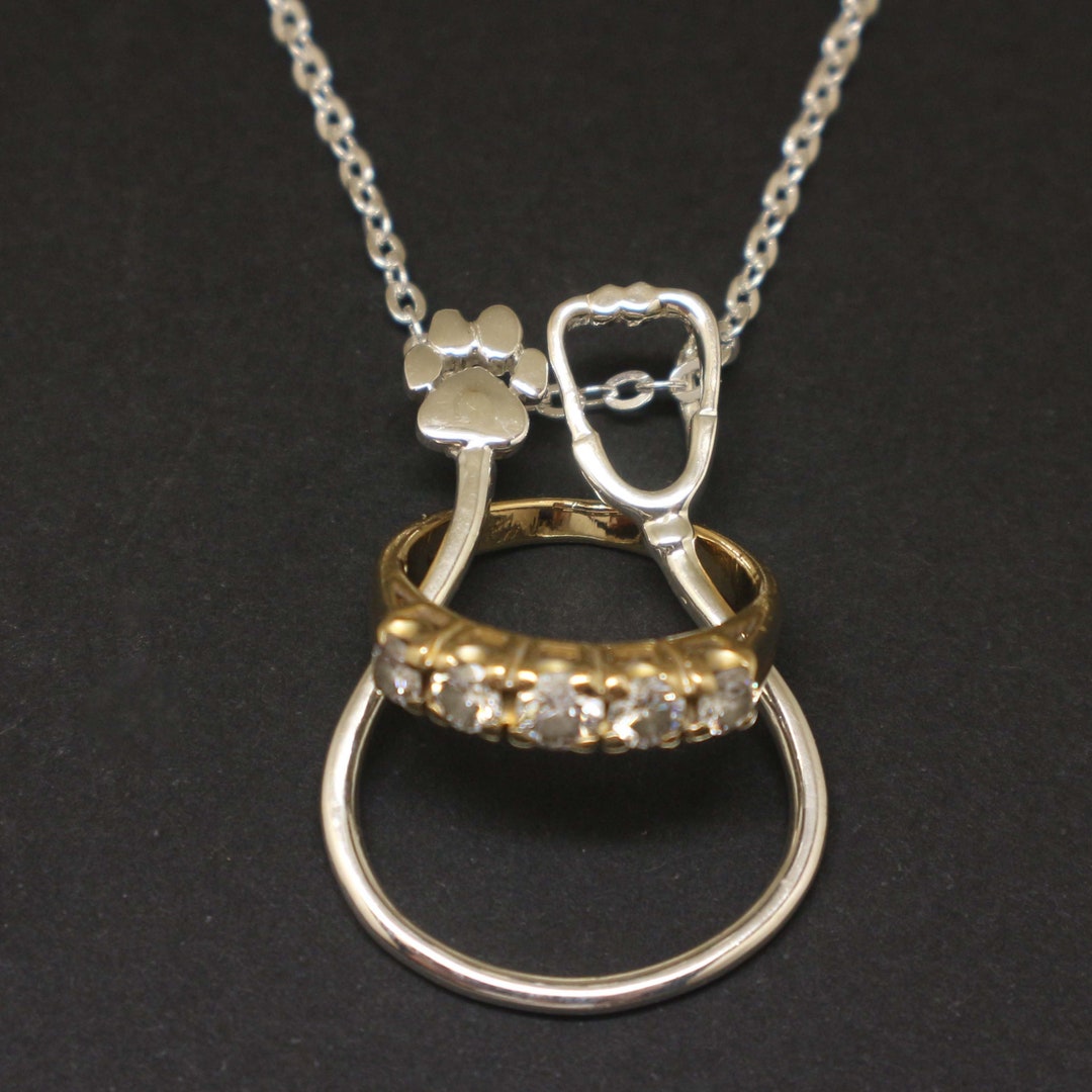 Silver Veterinarian Ring Holder Necklace - Vet Tech Gifts for Women ...