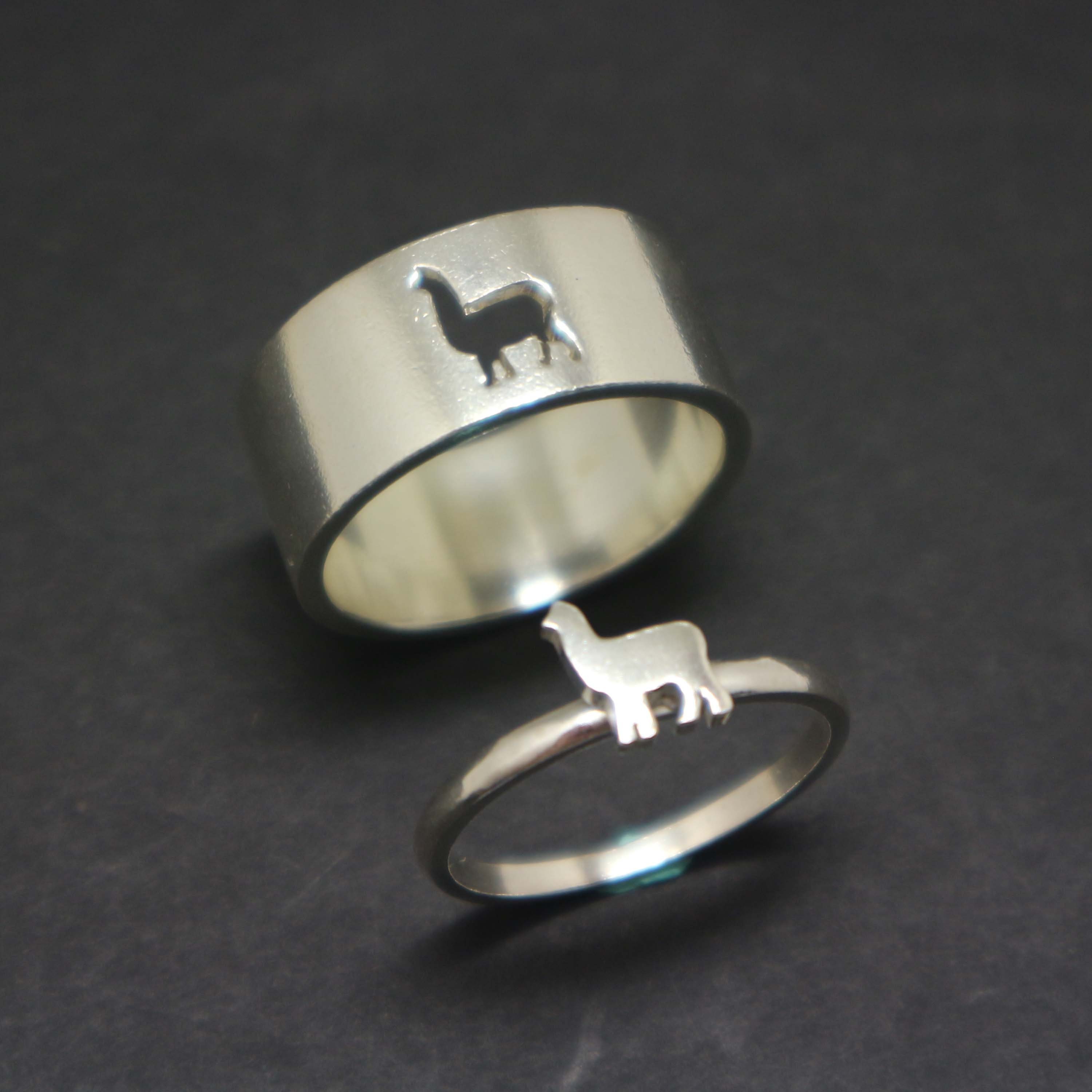 Llama Promise Ring for Couples Alpaca Animal Jewelry | Etsy