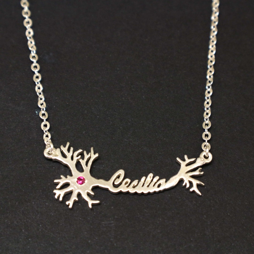Personalized Custom Name Neuron Necklace - Science Anatomy Jewelry ...