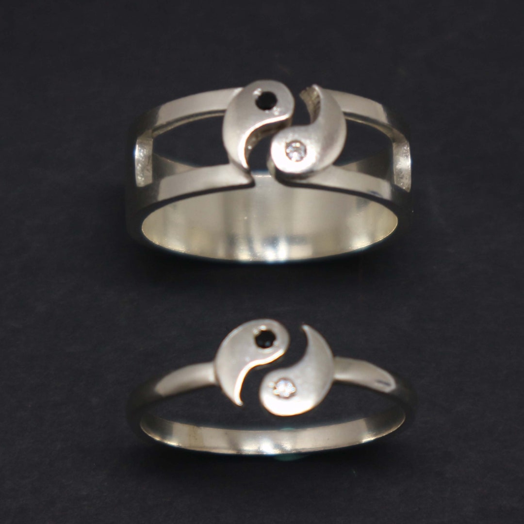 Silver Yin Yang Couple Promise Ring Set : US Size 4 - 14 - Etsy