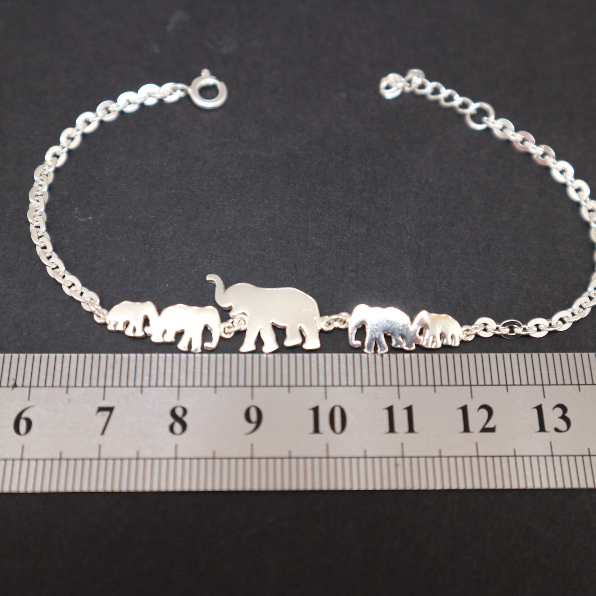 Silver 5 Elephants Family Chain Bracelet Elephant Jewelry | Etsy