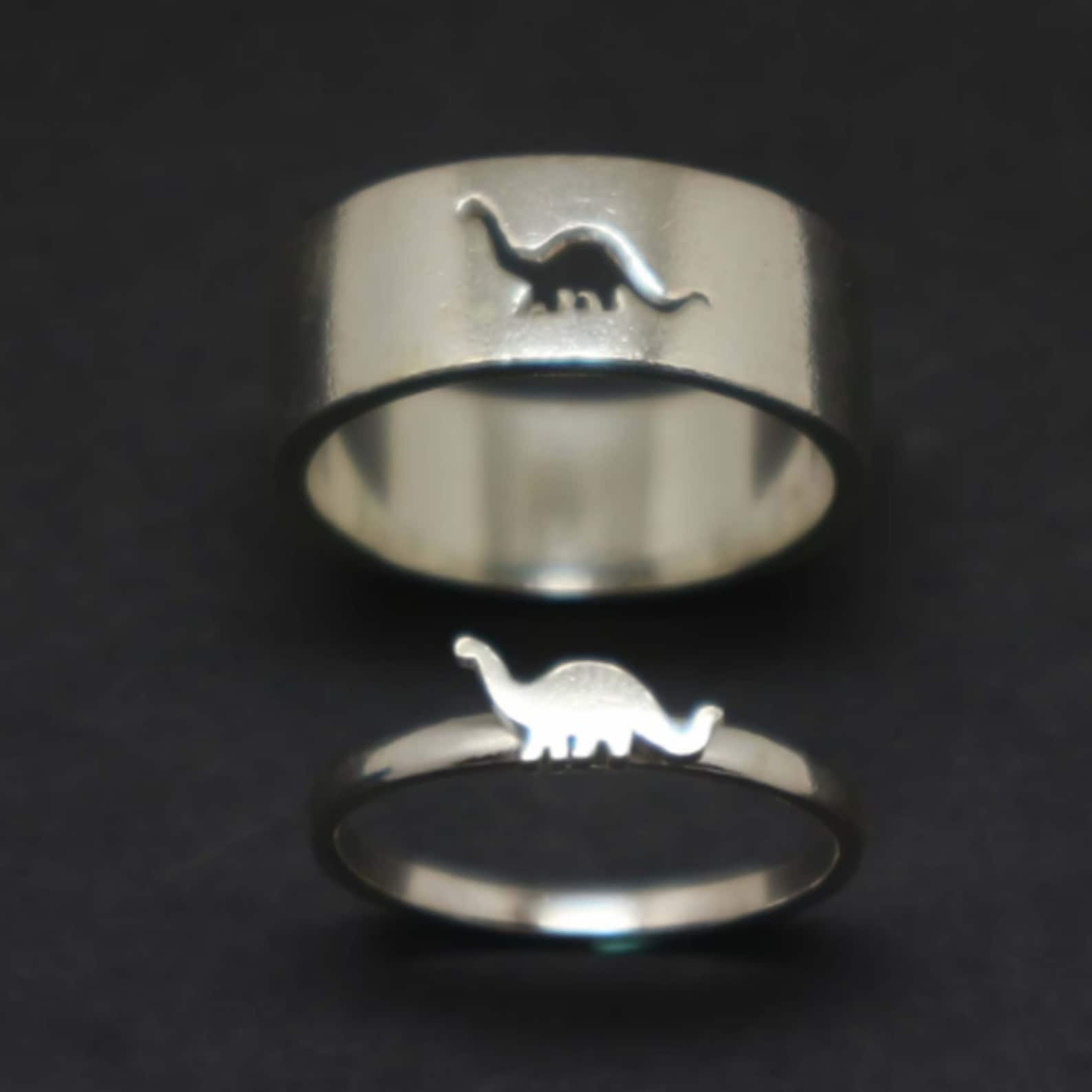 Sterling Silver Dinosaur Ring Set - Dino Jewelry - Etsy