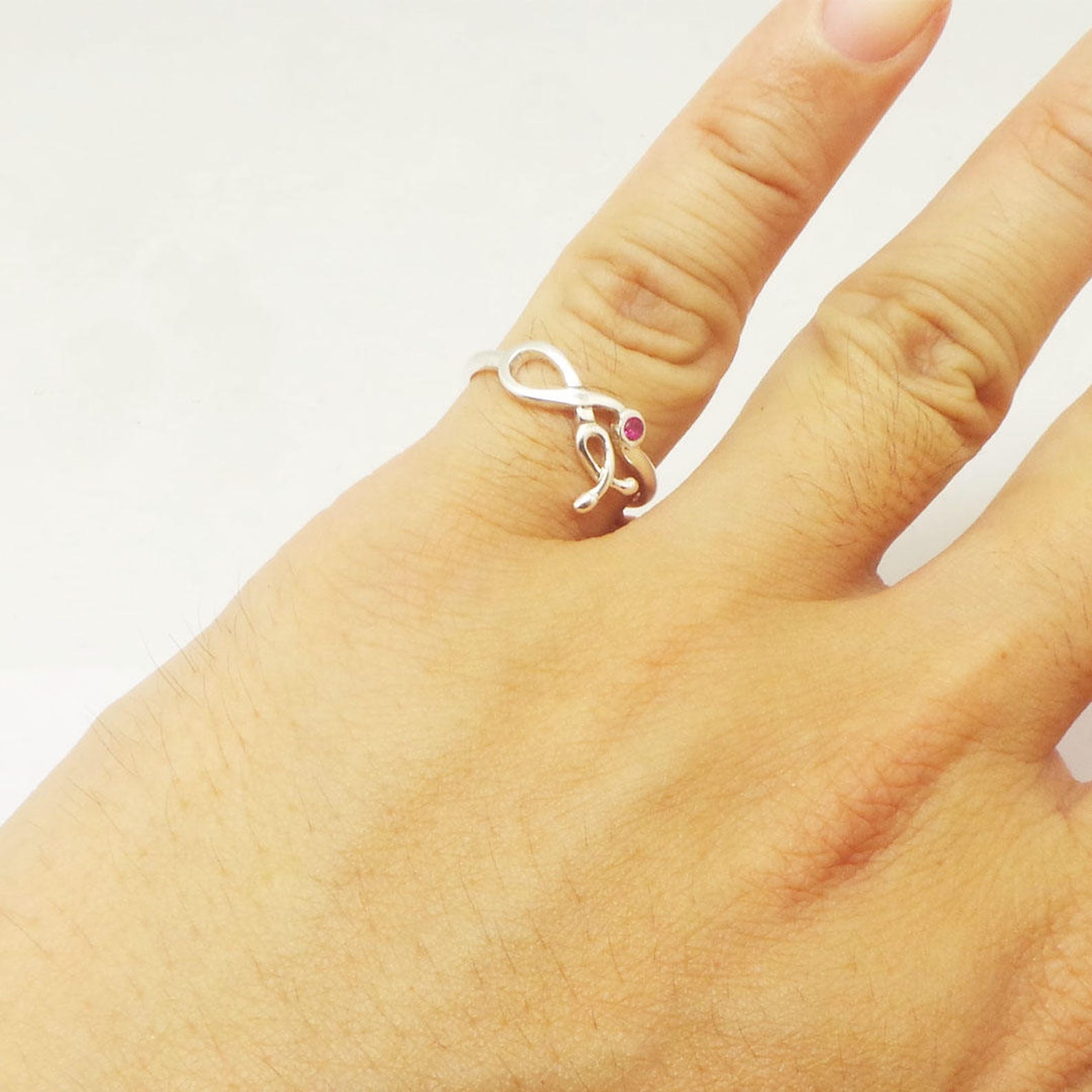 Stethoscope Infinity Nurse Ring With Red Stone - Nurse Practitioner ...