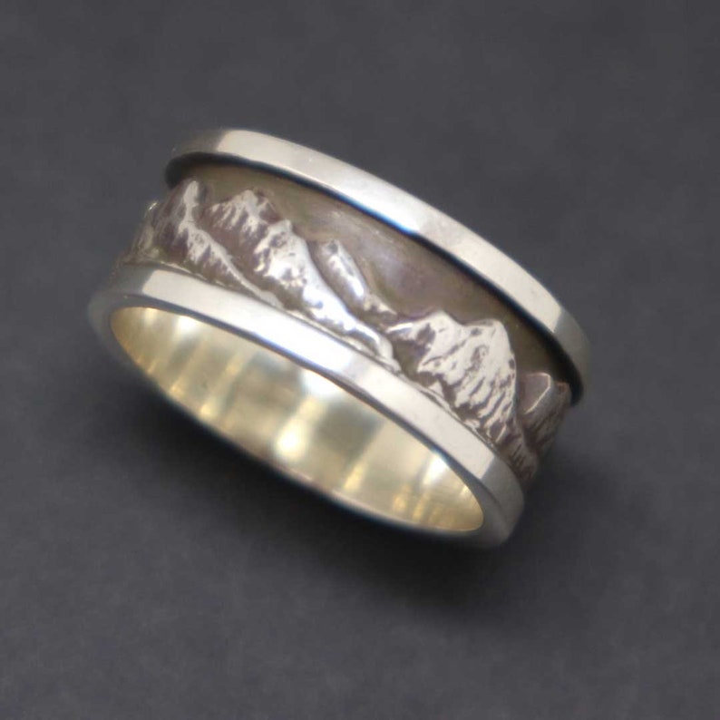 Sterling Silver Mountain Range Ring Unique Mountain Wedding - Etsy