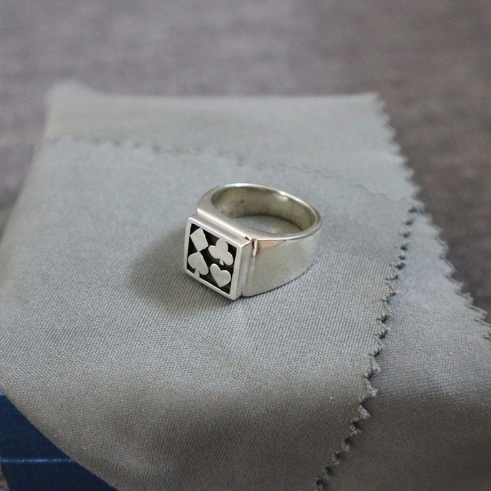 Silver Poker Ring for Men / Women Signet Ring Gift for Her - Etsy