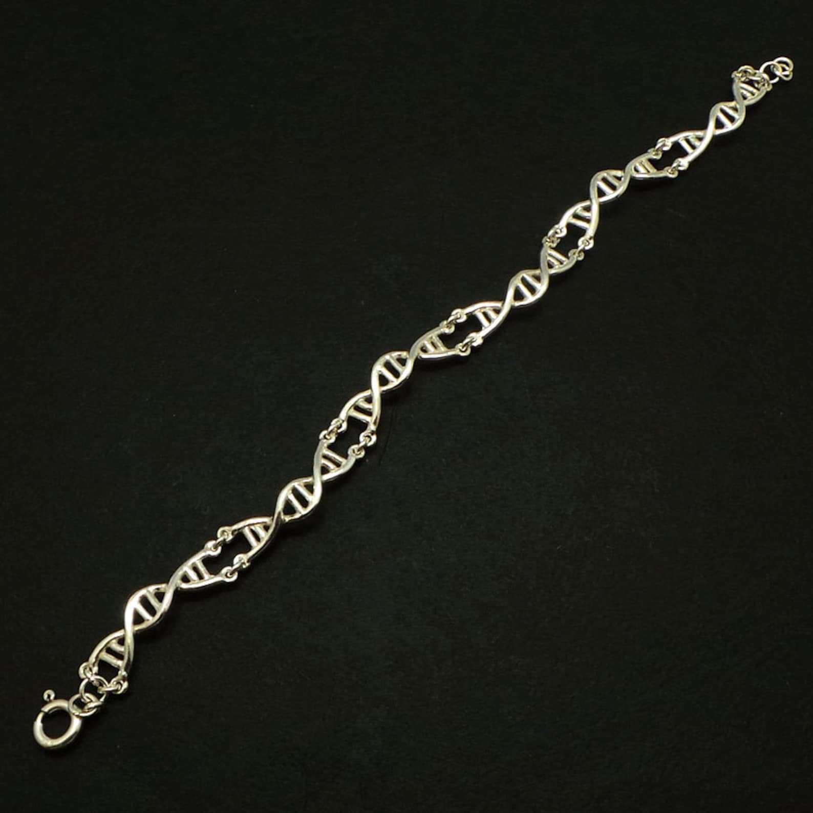 Silver DNA Science Bracelet for Women - Dna Helix Link Chain Jewelry ...
