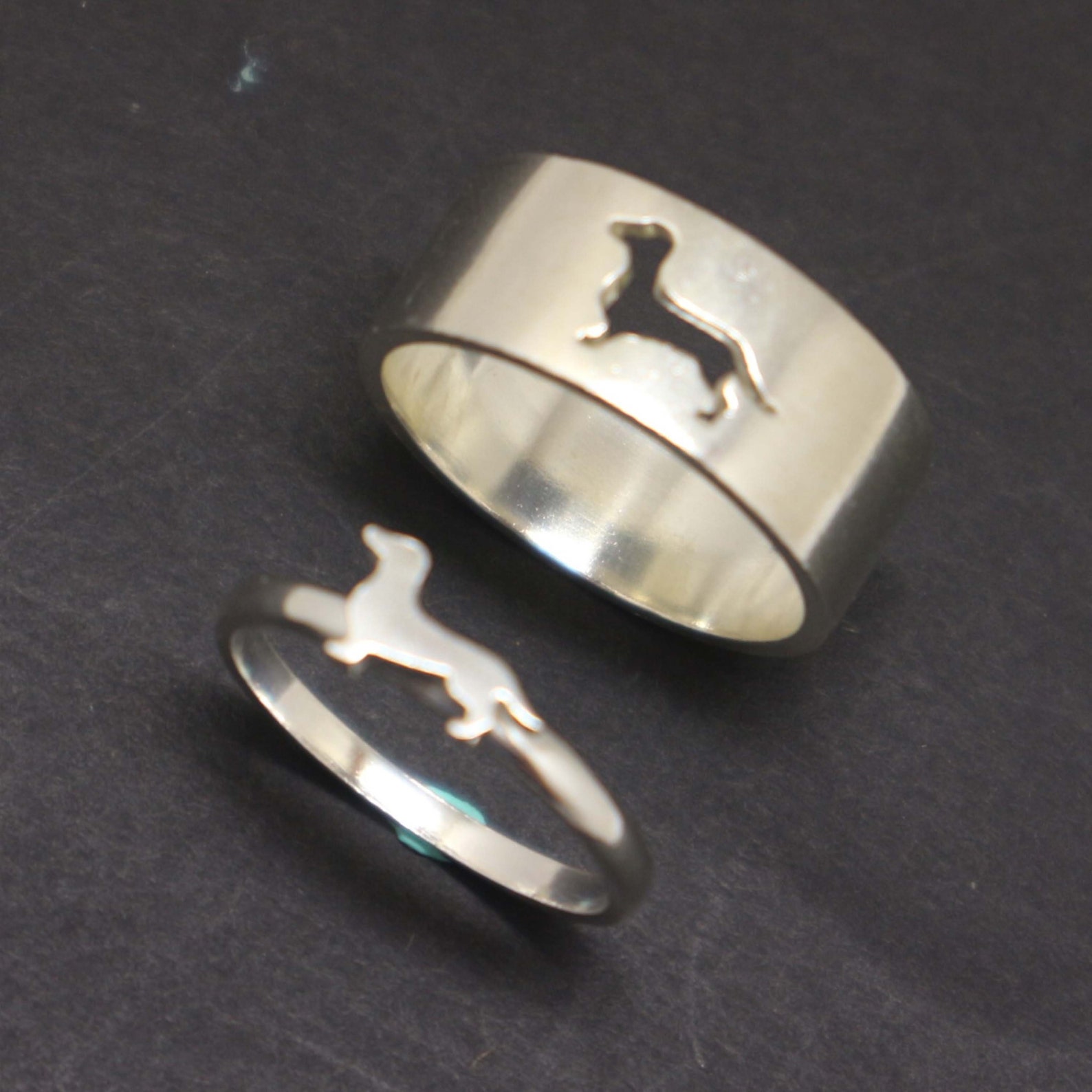 Dachshund Dog Promise Ring for Couples Matching Rings His | Etsy