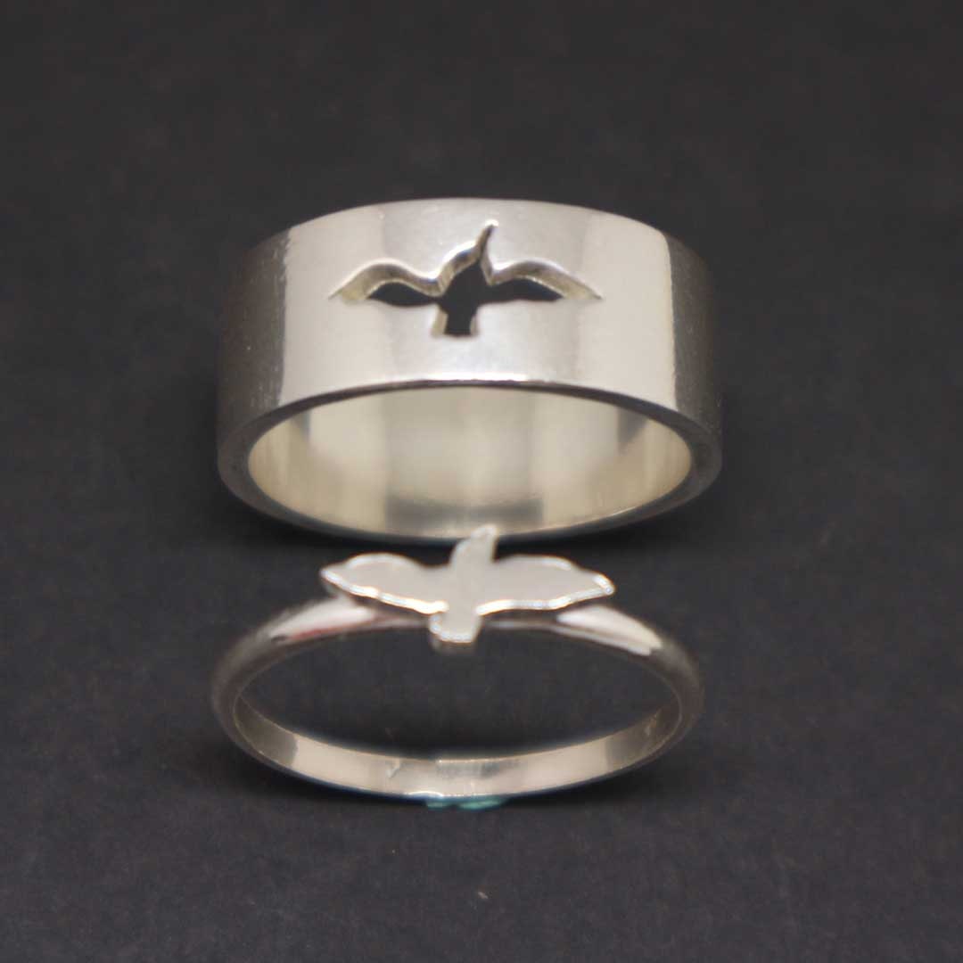 Bird Dove Couple Set Promise Ring - Bird Jewelry, Dove Ring ...