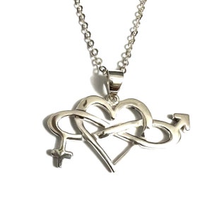 Silver Polyamory Necklace Pendant- Heart Infinity Jewelry, Open ...