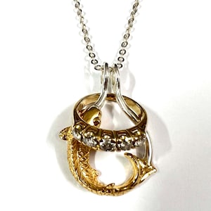 Gold Silver Koi Fish Ring Holder Necklace - Anniversary or Birthday ...