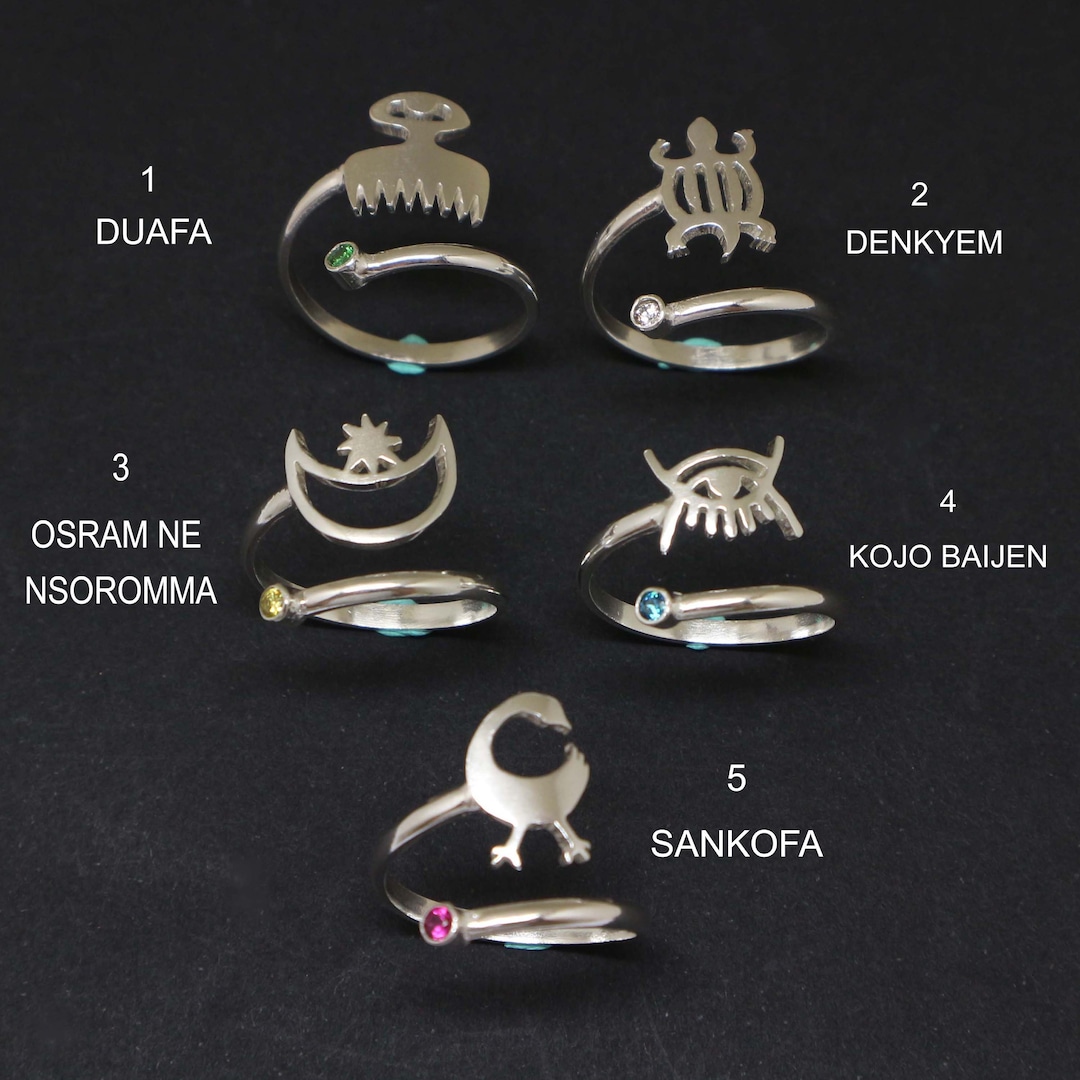 Silver African Symbol Ring - Adinkra Jewelry, Africa Gift for Her ...